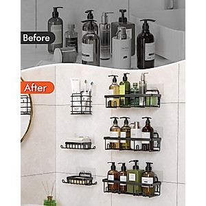 Acootima Shower Caddy 6 Pack, Rustproof Stainless Steel Shower Shelves for Bathroom Organizers and Storage, Adhesive No Drilling Durable Bath Accessories with Large Capacity for Home & Kitchen Decor