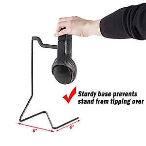 String Swing Headphone Stand - Headset Holder for Mpow Beats Bose JVC and Sony - Hangs Any Sized Over Ear Headphones - Universal Mount for Any Desk - Black CC59