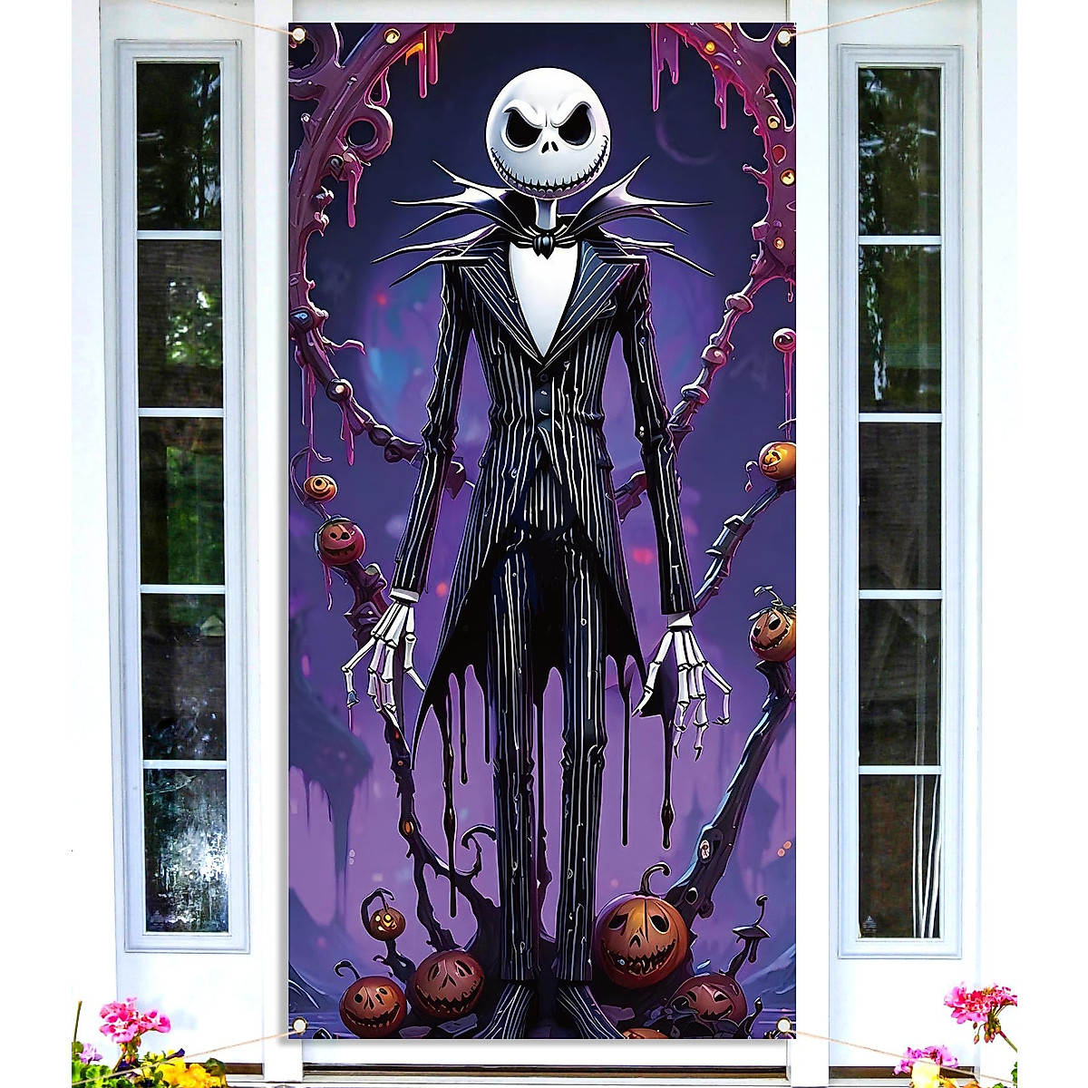 The Nightmare Before Christmas Door Cover Halloween Jack Skellington Birthday Party Front Door Porch Banner Photography Decoration