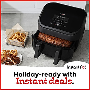 Instant Pot VersaZone 9QT Air Fryer,8-in-1 Functions with EvenCrisp Technology, Crisps,Broils, Bakes,Roasts, Dehydrates,Reheats at Same or Different Temperature, from the Makers of Instant Pot, Black