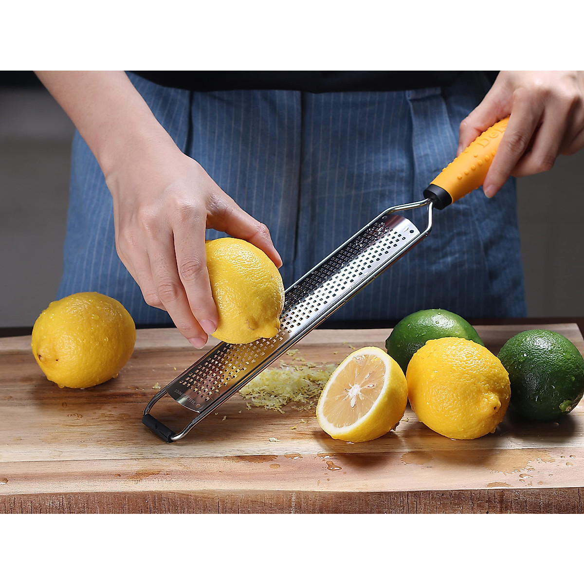Deiss PRO Lemon Zester & Heavy Duty Cheese Grater & Vegetable Grater — Parmesan Cheese Lemon, Garlic, Nutmeg, Chocolate, Fruits, Vegetables, Ginger Grater - Cheese Shredder & Stainless Steel Grater
