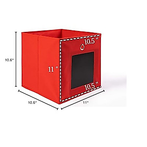 EIQOCCA NewHeightsHome Storage Cube Organizer with Chalkboard Label - 11 inch - Kids Toys, Books, Clothes - Perfect for Nursery, Bedroom, Playroom - 4 Colors - Collapsible Fabric Basket