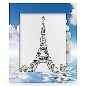 Yzrwebo Japanese Zen 5x7 Picture Frame Gray Stones Orchid Wood Photo Frames High Transparent Horizontal and Vertical Tabletop Display or Wall Mounting for Family Home Gallery Office