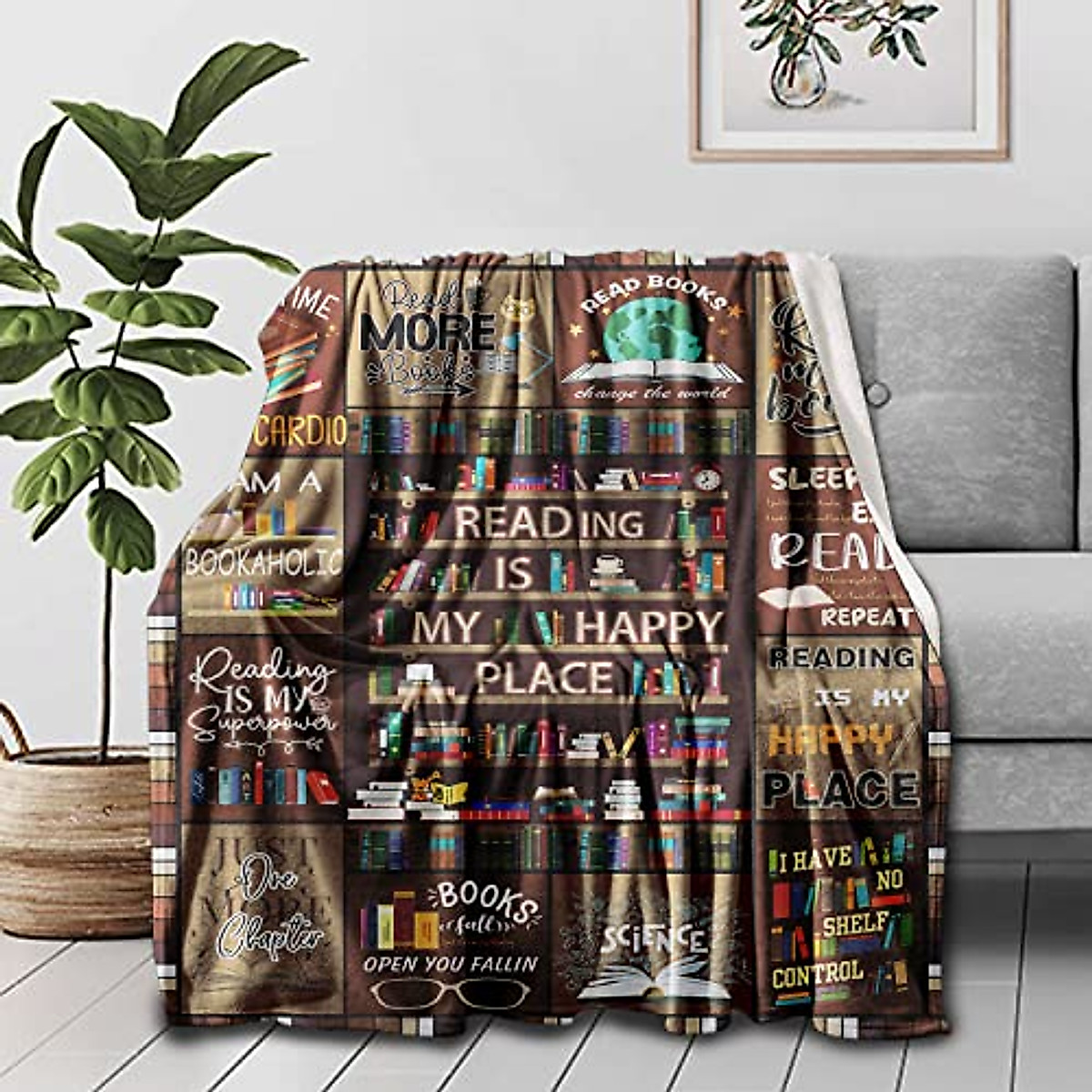 HSELOGI Book Lovers Gifts Blanket Librarian Gifts Throw Blanket Book Club Gifts for Women Reading Lover Bookish Literary Gifts Ideas Best Bookworm Gifts on Birthday Christmas Graduation 50"x60"
