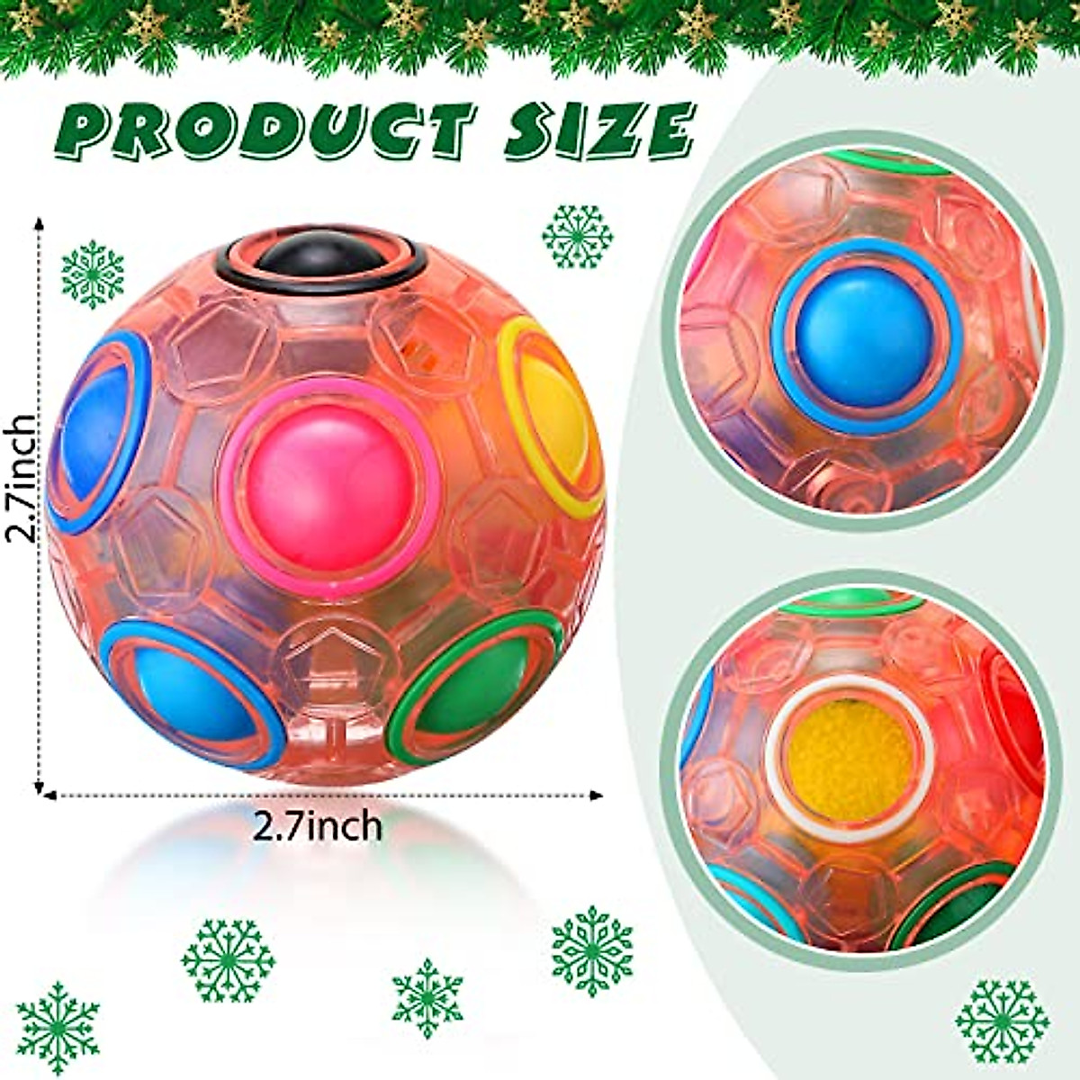 10 Pcs Rainbow Puzzle Ball Magic Rainbow Ball Fidget Toys Ball Stress Reliever for Teens and Adults, Boys and Girls, Birthday Christmas Stocking Stuffers Toy