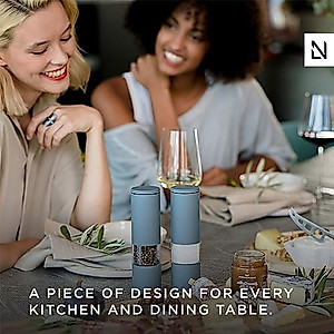 LARS NYSØM Salt and Pepper Mills Set Stainless Steel with Adjustable Ceramic Grinder 2 pieces I Design Spice Mills Set Manual (Set of 2, Onyx Black)