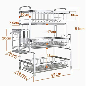 PDGJG 3 Layer Stainless Steel Cutlery Storage Shelf Dish Rack Kitchen Drain Storage Knife Chopping Board Holder Home Supplies