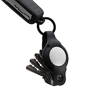 KeySmart Air Flex AirTag Holder, Compatible Apple AirTag Keychain, Compact Air Tag Keyholder Key Organizer Keychain, Silicone Case for Apple Tag, Keyring to Attach Car Key Fob - (up to 5 Keys, Black)