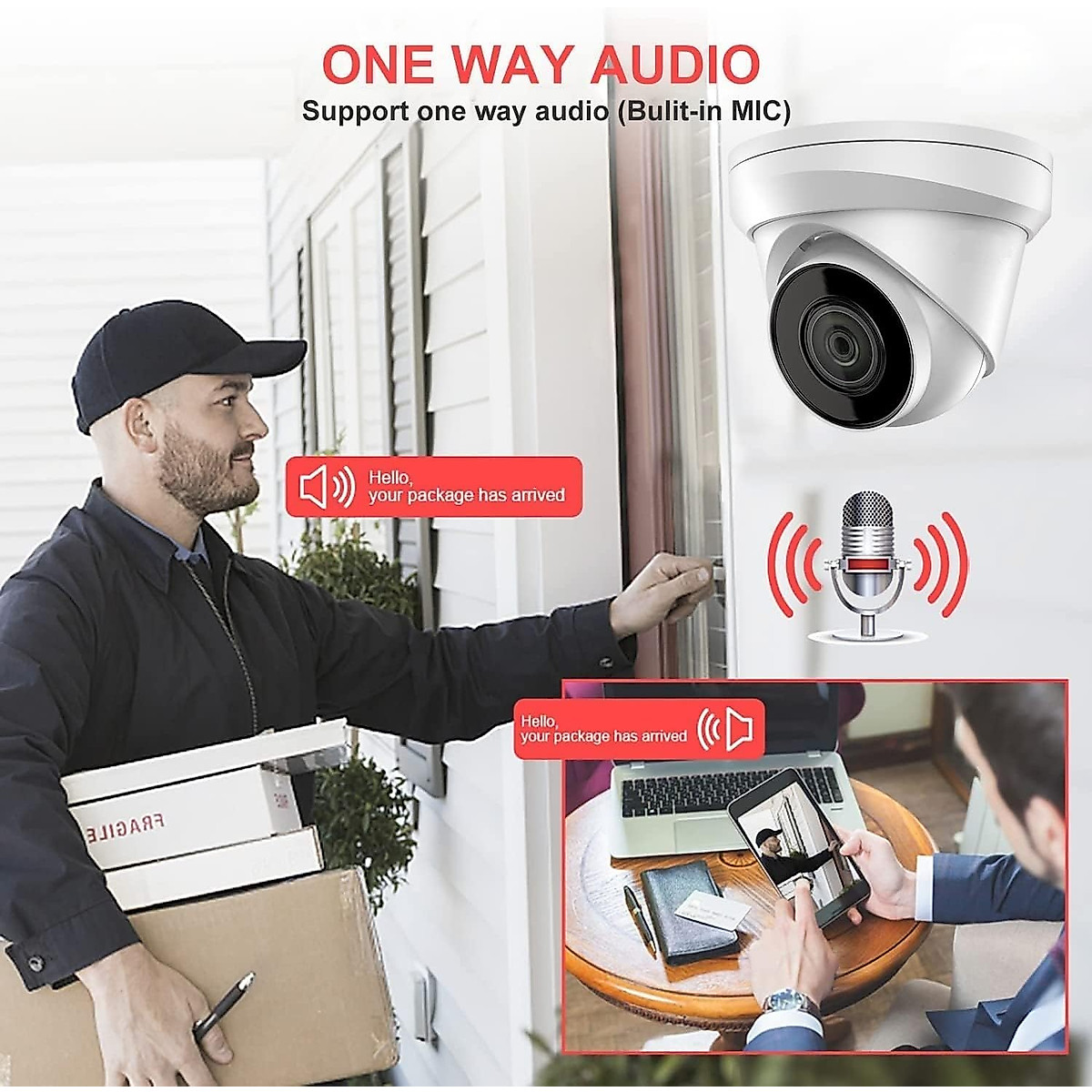 ECI-T24F2 4MP POE IP Turret Dome Camera 2.8mm 98° Wide Viewing Angle, True WDR, 98ft EXIR Night Vision, Full Metal IP67 Outdoor Rated, H.265+, Plug and Play Compatible with Hik Vision NVR