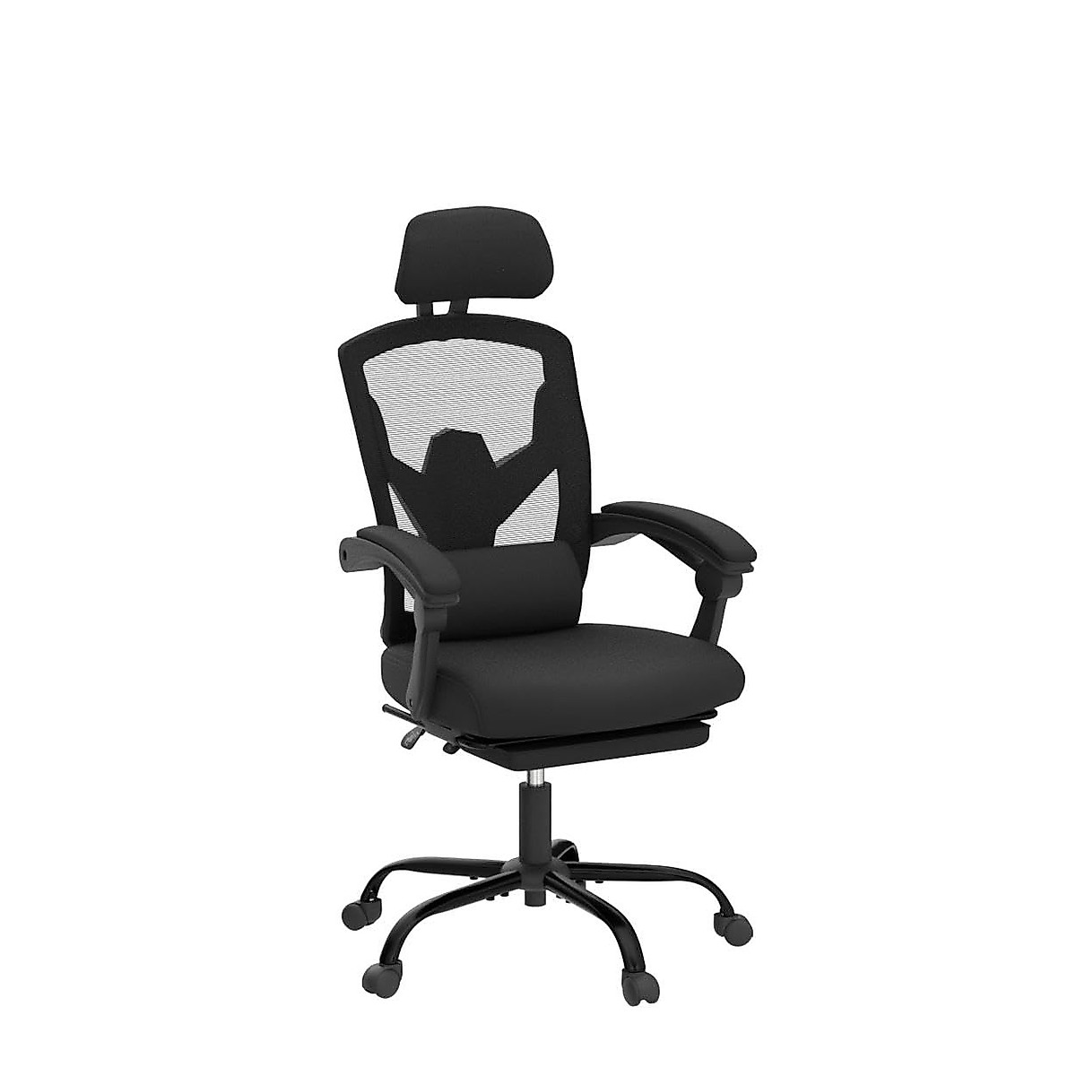 Ergonomic Office Chair, Reclining High Back Mesh Chair, Computer Desk Chair, Swivel Rolling Home Task Chair with Lumbar Support Pillow, Adjustable Headrest, Retractable Footrest and Padded Armrests