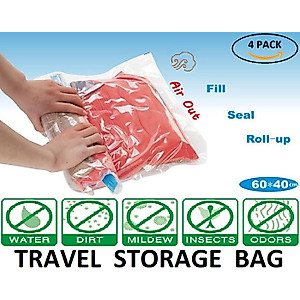 YAWPED 12 Pack Combo Premium Jumbo Extra Large Vacuum Storage Space Saver Bags X8 (47X32 Inch) with Travel Bag X4 (60X40cm)