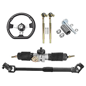 YC Yier 270mm Steering Wheel Steel Kit Gear Rack Pinion Adjustable Shaft Set DIY Parts for Go Kart Go Cart Golf Cart ATV UTV 110cc 125cc 140cc 150cc Buggy Drift Trike Off Road Kart (330mm Gear Rack)
