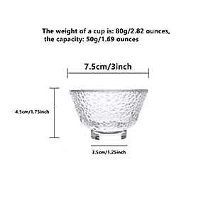 Rikyo 6 Pcs Sake Tea Cups,Heat Resistant Glass Teacup,Mini Espresso Cups,Kung Fu Tea Set,Small Chinese Tea Cup,50ml 1.69 Oz No Handles,Handmade Japanese Cold Sake Sushi Wine Tea Cup