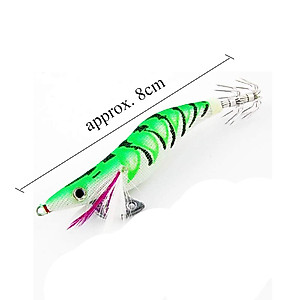 Fishing Lure 5pcs 8cm 7.2g Lifelike 3D Eyes Luminous Saltwater Hard Accessory Tackle Bass Bait Artificial Shrimp Freshwater Sinking Squid Jigs Bright olors