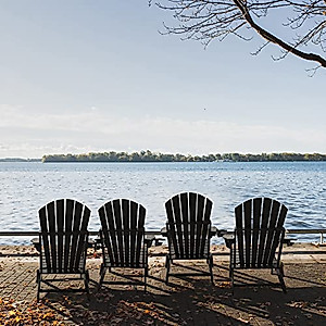 FUNBERRY Folding Adirondack Chair Set of 4, Fire Pit Chairs, Plastic Adirondack Chairs Weather Resistant with Cup Holder, Composite Adirondack Chairs