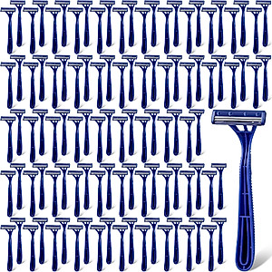 200 Pieces Disposable Razor Bulk for Men Individually Wrapped Twin Blades Shaving Razor Mens Razors for Shaving Safety Hotel Guest House Travel Home Use Portable, Blue