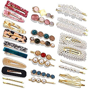 28 Pcs Hair Clips for Girls, Hair Barrettes for Women|Pearl Hair Accessories-Acrylic Resin Bobby Pins,Sweet Handmade Hairpin Headwear