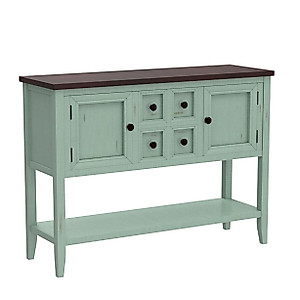 ZSQ Buffet Table, Cambridge Series Sideboard Table with Bottom Shelf, Console Table Dining Room Server, Entry Table Buffet Cabinet Sofa Table (Antique Blue)