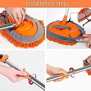 Car Wash Brush with Long Handle Microfiber 62" Brush Soft Mop Mitt Scratch-Free Kit Flexible Rotation Washing Paint Scratch Free Tool Supply Brush Extension Pole Flexible RVs Pickups Buses