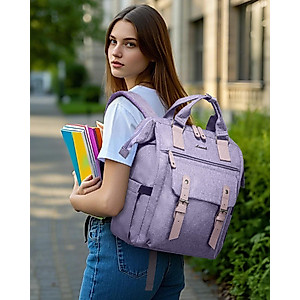 LOVEVOOK Laptop Backpack for Women, Teacher Nurse Bag Work Travel Computer Backpacks Purse,Water Resistant College School Student Bookbag with USB Charging Port, 17.3 inch