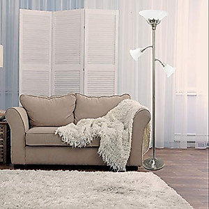 Elegant Designs LF2002-BSN 3 Light Scalloped Glass Shades Floor Lamp, Brushed Nickel