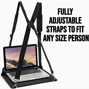 Office Up Laptop Harness, Standing Desk, Mobile Walking Laptop Carrier, Adjustable Desk and Portable Laptop Stand, Hands Free Wearable Desk for Laptop (16") or Notebook…