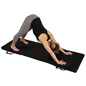 Sunny Health & Fitness Folding Gymnastics Tumbling Mat - Extra Thick with Carry Handles - for Exercise, Yoga, Fitness, Aerobics, Martial Arts, Cardio