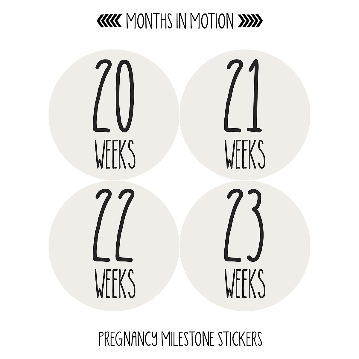 Months In Motion Weekly Pregnancy Growth Stickers | Week to Week Pregnant Expecting Photo Prop | Maternity Keepsake | Baby Bump | Weekly Stickers Photo (Set of 36 Stickers)