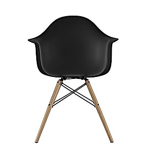 DHP C013701 Mid Century Modern Chair with Molded Arms and Wood Legs, Black