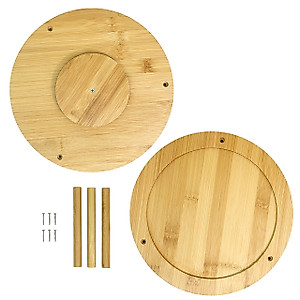 Bam & Boo - 2 Tiers Natural Bamboo Lazy Susan - Kitchen Countertop & Cabinet Rotating Turntable, Spice Organizing Shelf