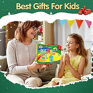 ZMLM Rainbow Scratch Party Favors Kids: Birthday Gifts Toy Bulk Scratch Art Notebook 24 Pack Scratch Paper Birthday Party Favor Girls Boys Art Craft Kit Scratch Pads Classroom Prizes