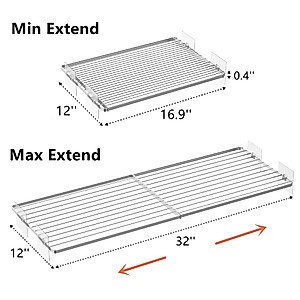 Slideep Expandable Closet Wire Shelves Stainless Steel, Heavy Duty Tension Shelf Cabinet Organizer, Strong Adhesive Closet Divider Organizer System (Large, 3Pack)