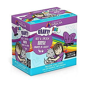Weruva B.F.F. OMG - Best Feline Friend Oh My Gravy!, Booya! Beef & Chicken in Gravy Cat Food, 2.8oz Pouch (Pack of 12)