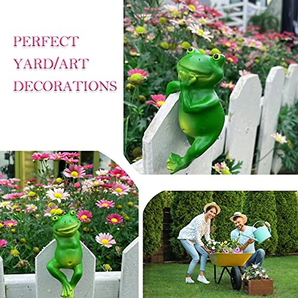 VEEBELL Frog Garden Statues Outdoor Décor, Hanging Animal Resin Statues Collectible Figurine for Garden Decoration for Flower Pot/Fence Patio Yard Art Pond Lawn Outdoor Ornament, Set of 3