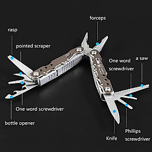 Aolacow Multi-Tool Knife Pliers Knife Saw Kit Survival Folding Multi-Tool with Screwdriver Bit Set Outdoor Fishing Camping Accessories Emergency Multifunction (14pcsFO-4111)