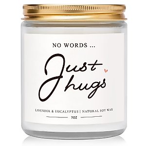 Sympathy Gifts for Loss of Loved One, Thinking of You Gifts for Women, Bereavement Gift Ideas - Lavender Scented Candles, Grief Gifts for Women, Memorial Gifts, No Words Just Hugs