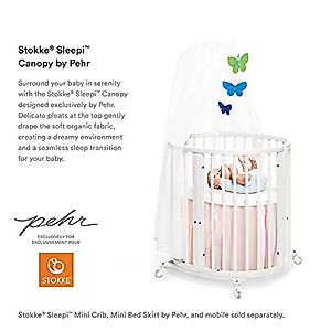 Stokke Sleepi Canopy by Pehr, Blush - Dreamy Crib Canopy Sleepi Mini & Crib/Bed - Available in Numerous Colors - Washable Soft Organic Cotton