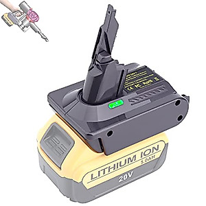 Biswaye V7 Battery Adapter Compatible with Dewalt 20V 60V Battery to Replacement for Dyson V7 SV11 Battery, 12V/20V MAX Lithium Battery Charger DCB112 DCB115 Replacement for Dewalt Lithium Charger