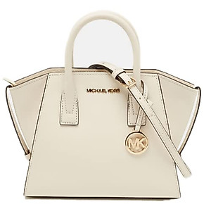 Michael Kors Avril Small Top Zip Slouchy Satchel Crossbody Light Cream White