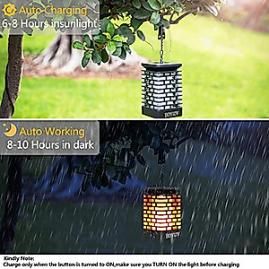 EOYIZW Solar Outdoor Lights 2 Pack- 99 LEDs Solar Lantern Flickering Flame Lights for Garden Decor- IP65 Waterproof Solar Garden Lights Decor for Halloween Patio Garden Yard Porch