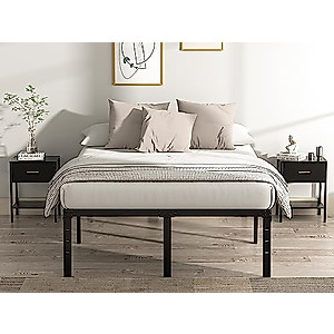 QEROMY 18-Inch Queen-Bed-Frame, Metal Platform Bed Frame Queen Size, Quick & Easy Assembly, Heavy Duty Bed Frame No Box Spring Needed, Noise-Free, Black