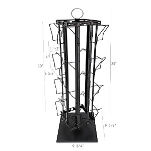 Adjustable Greeting Card Rack Display Stand 4 Tier 16 Pocket Organizer Postcard CD DVD Book Brochure Literature Rotating Spin 7X5 6X4 4X5 5X7. Pocket Size: 4.6-10"Wide X 8"High 11602-R-8"-NPF