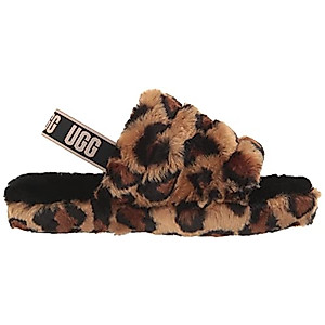 UGG Girls K Fluff Yeah Slide Spotty Slipper, Natural, 4 Big Kid