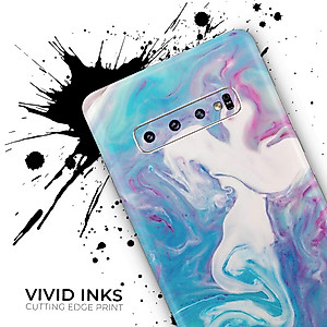 DesignSkinz Marbleized Blue Paradise V45 Protective Vinyl Decal Wrap Skin Cover Compatible with The Samsung Galaxy S20 (Screen Trim & Back Glass Skin)