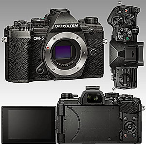 Ultimaxx Advanced OM-5 Mirrorless Camera (Black - Body Only) Bundle - Includes: 64GB Extreme Memory Card, Universal Speedlite with LED Video Light, Tabletop 6.5” Tripod & Much More (21pc Bundle)
