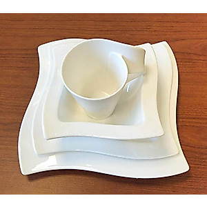 Villeroy & Boch New Wave 4-Piece Place Setting Dinner, Salad Plate, Bowl, and Mug – Premium Porcelain, Set of (Variable), Dinnerware