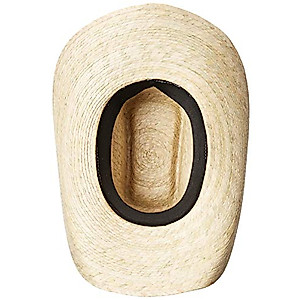 MEXIMART 8 Second Cowboy Hat Mexican Palm Leaf Light Tan Straw Wide Brim