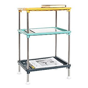 ruishetop Multicolor Plastic Storage Rack Easy Assembly Space Saving for Kitchen Laundry Room Bathroom (3-Tier)