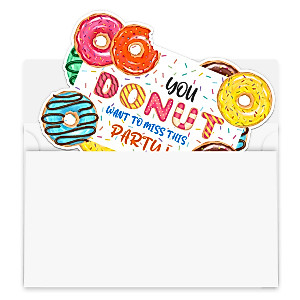 30 Donut Party Invitations with Envelopes - Donut Birthday Party Decorations Supplies