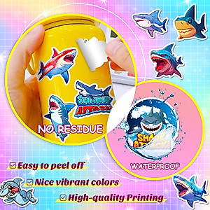 50 Pcs Cool Shark Sticker, Waterproof Stickers for Kids Teens Adults, Shark Vinyl Stickers for Water Bottle,Laptop, Phone, Skateboard Stickers for KidsTeens Girls and Boys